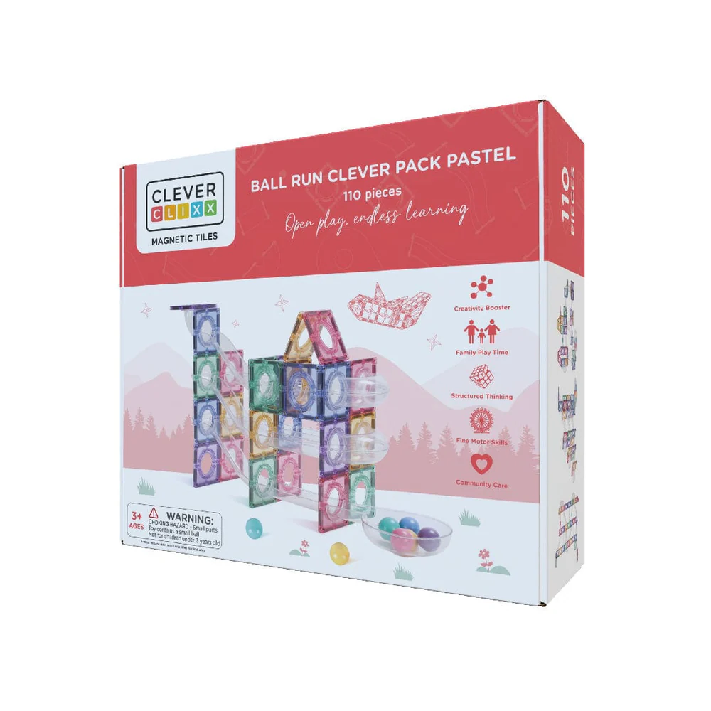 CleverClixx Ball Run Clever Pack Magnetic Tiles for Kids | Binky